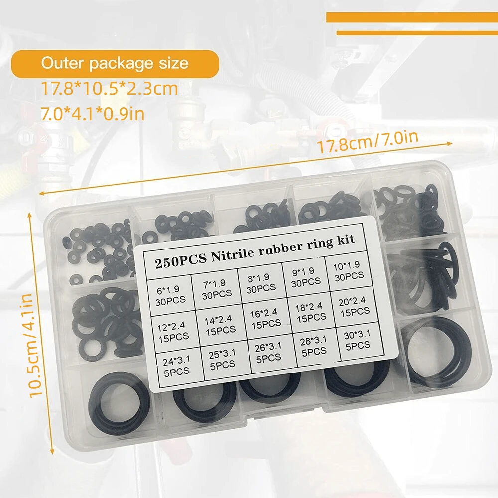 250pcs/set 15 Sizes Nitrite Rubber O-Ring Washer Gasket Sealing ...