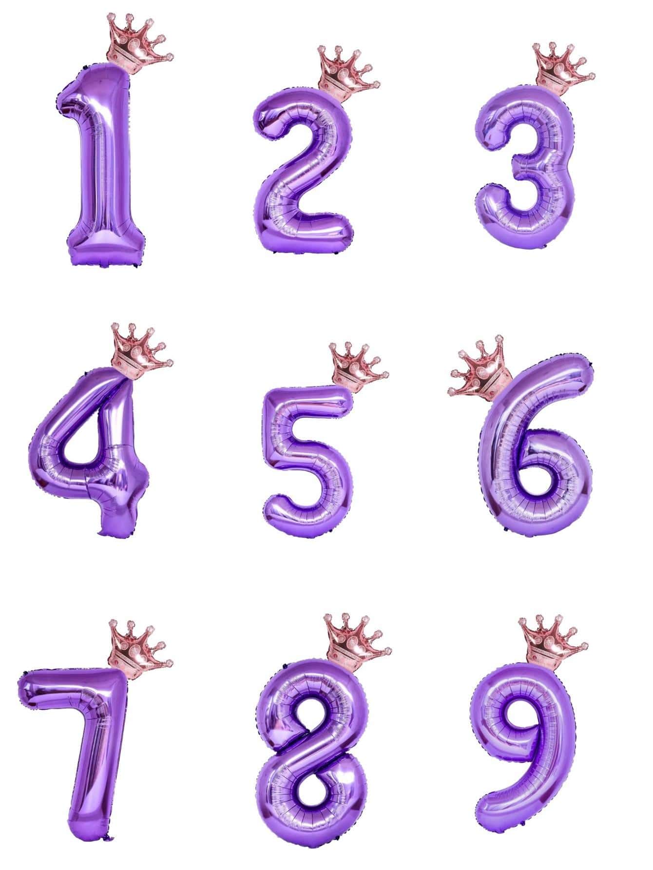 1pc Number Shaped Balloon And 1pc Crown Balloon And 1pc Dot Glue ...
