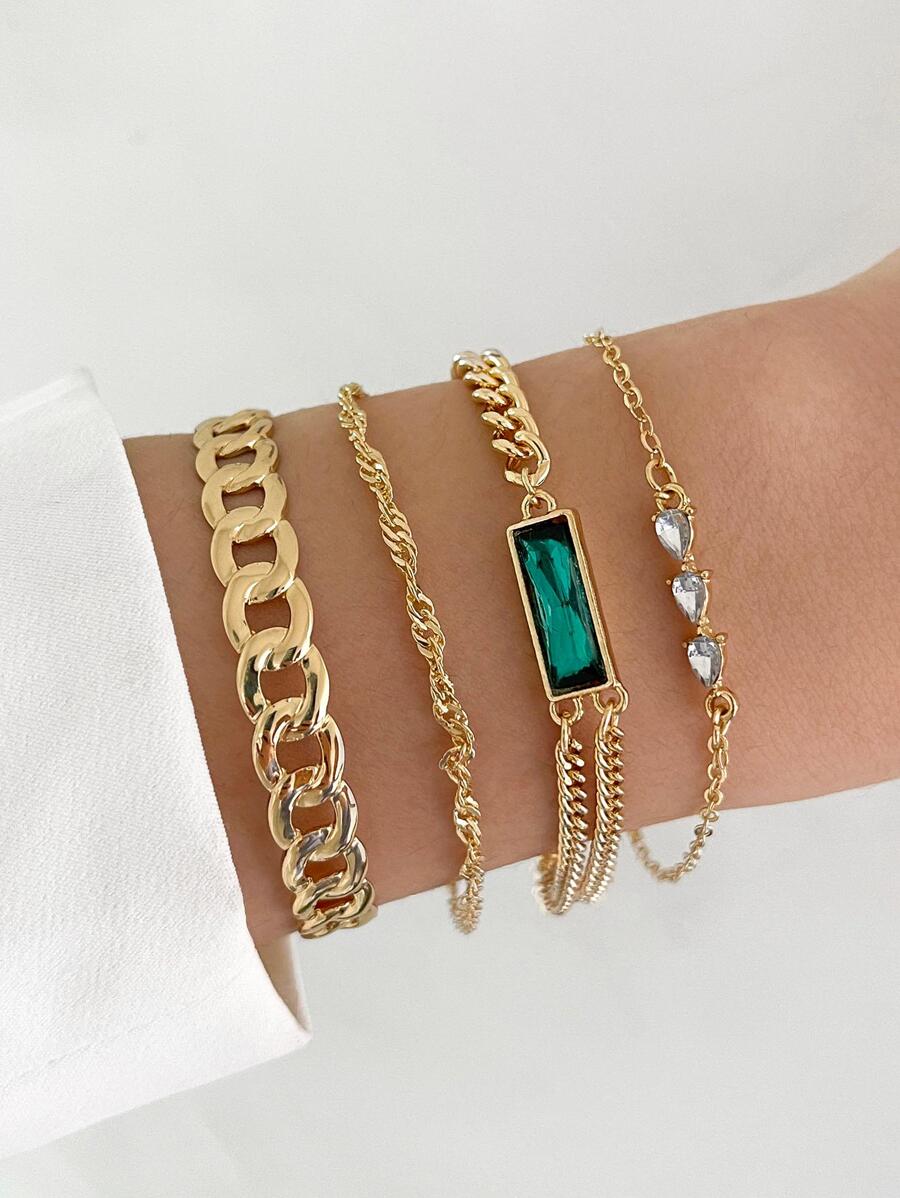 4pcs/set Rhinestone Decor Bracelet | SHEIN USA
