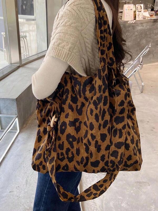 Large Capacity Shopper Bag Leopard Print Double Handle | SHEIN USA