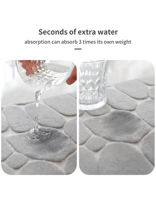 1pc Stone Pattern Bath Rug, Minimalist Polyester Bath Mat For Bathroom ...