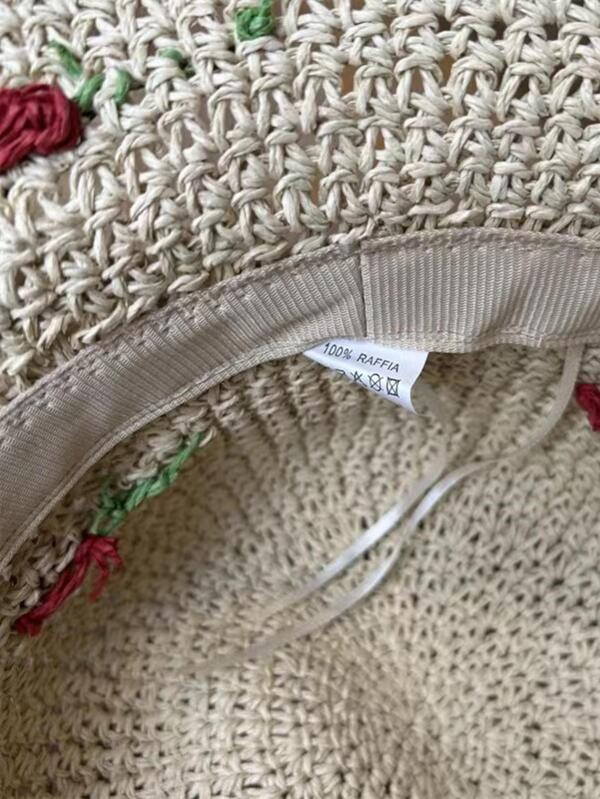 Cherry Embroidered Straw Hat | SHEIN USA