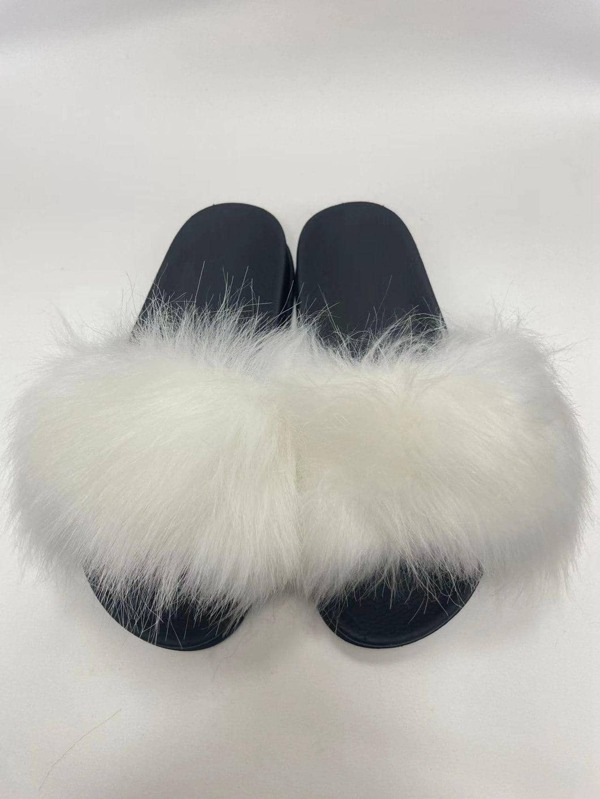 Women Minimalist Fluffy Slides, Worsted Fashion Slides Summer | SHEIN USA