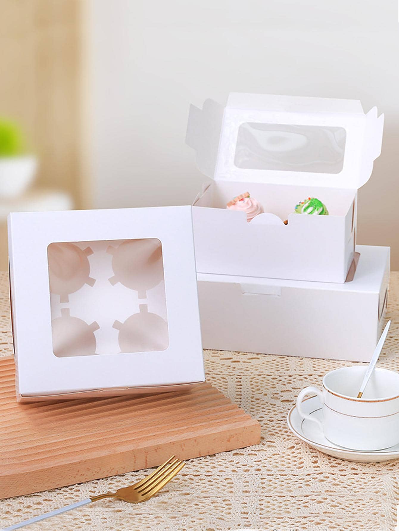 4pcs Clear Window Muffin Cupcake Box Without Handle For Packaging ...