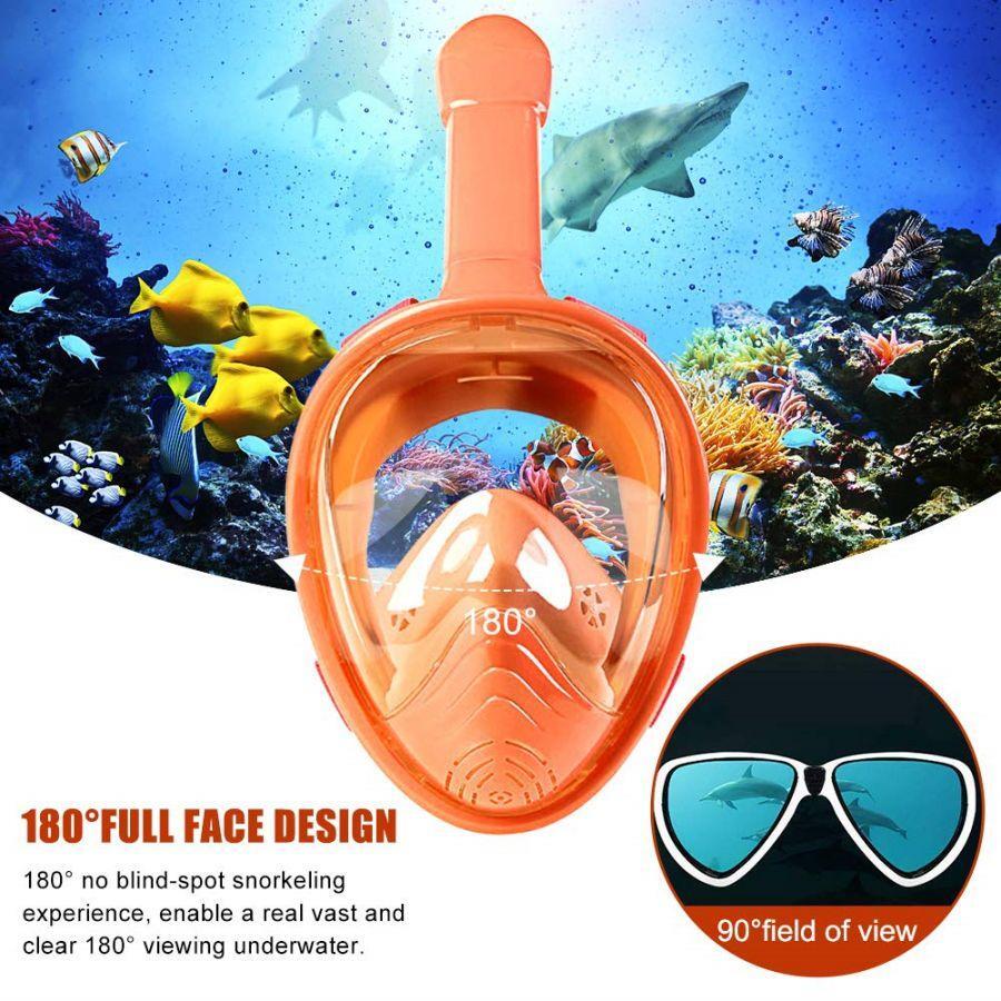 Full Face Snorkel Mask Detacchable Pipe Swimming Diving Mask 180° Anti-Fog Anti-Leak Underwater ...