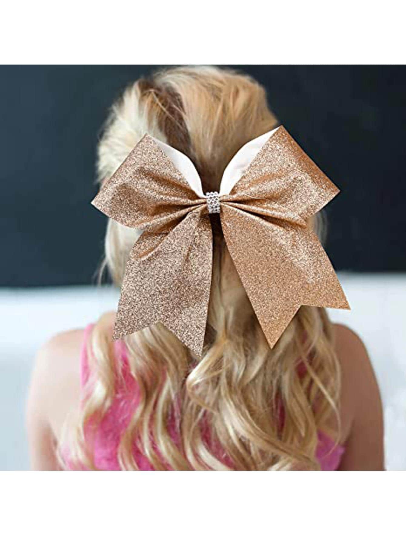 12PCS Large Glitter Cheer Bows Red Rhinestones 8" Sparkly Hair Bow ...