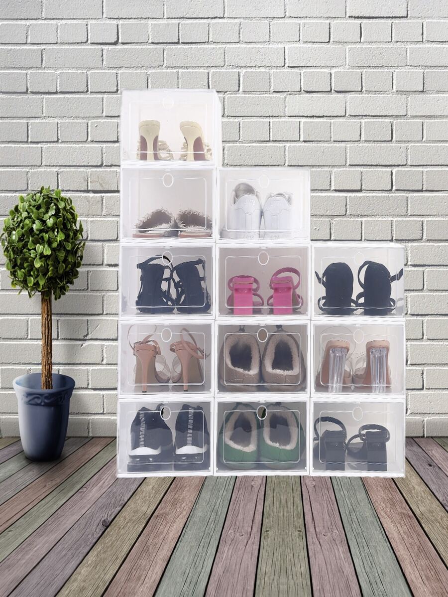 12 Pack Shoe Storage Box,Clear Shoe Boxes Stackable Shoe Organizer For ...