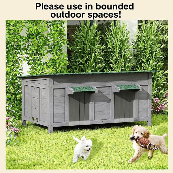 Outdoor Wooden Double Cat House Shelter, Weatherproof Rabbit Bunny ...