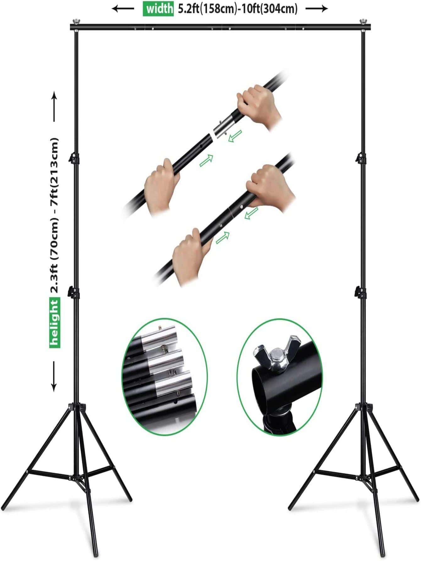 Backdrop Stand - 10ft x 7ft Adjustable Photoshoot Backdrop - Photo ...