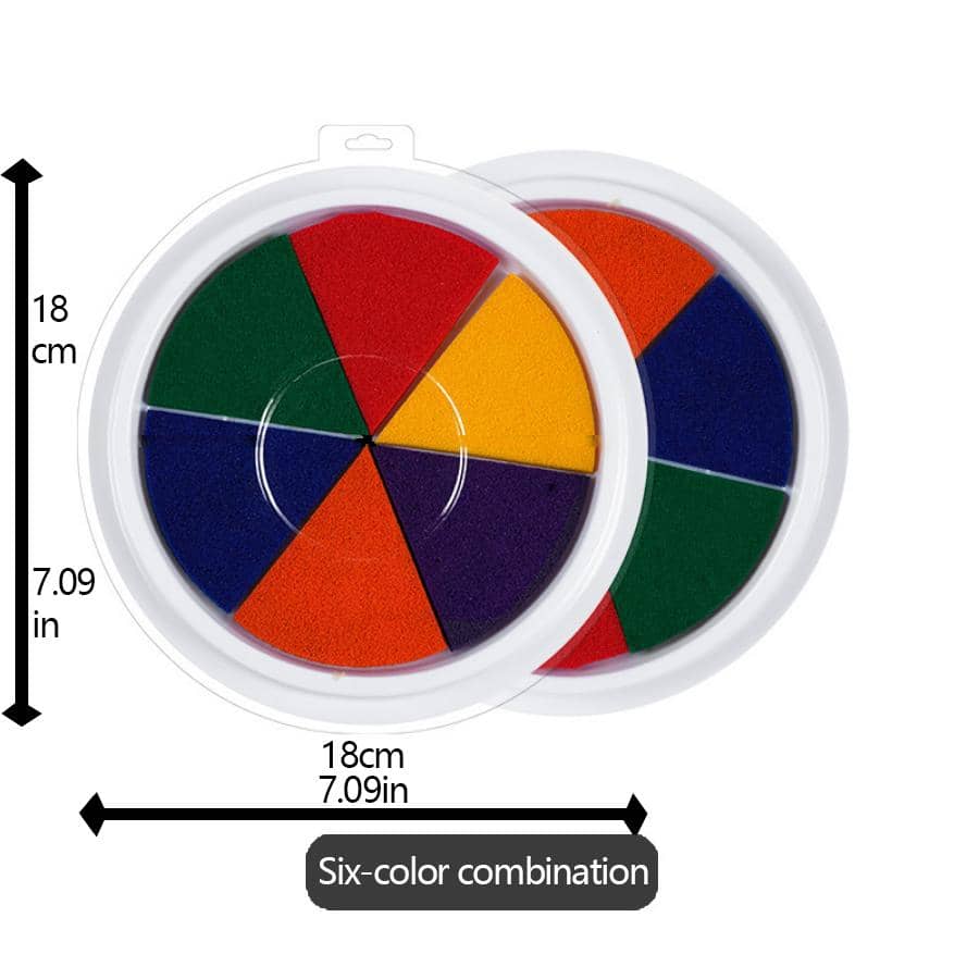 1pc Color Block Round Ink pad Toy, Washable Fingerprinting Paint Pad ...