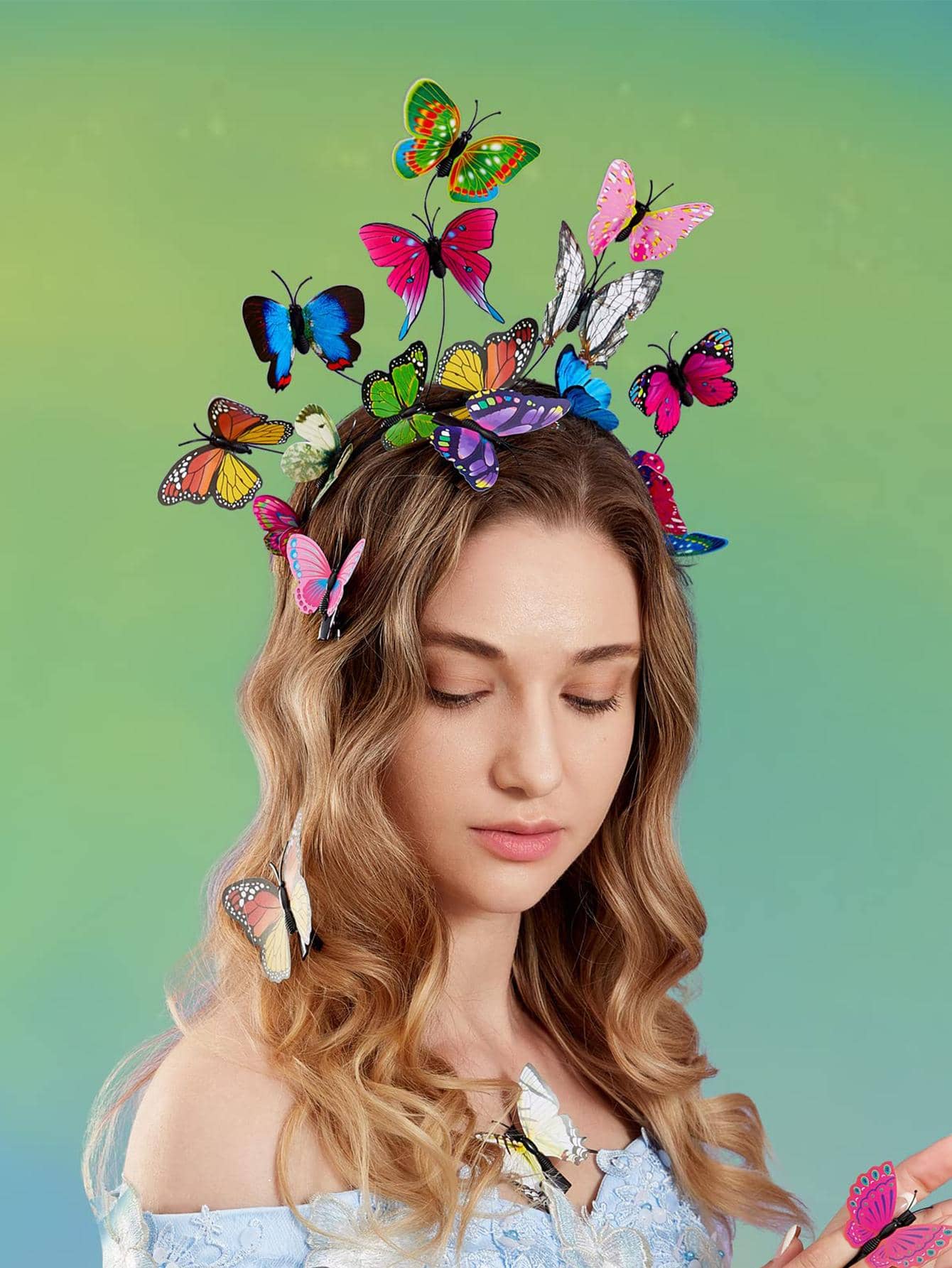 1pc Plastic Butterfly Headband Fascinator Hats Women Monarch Tea Party ...