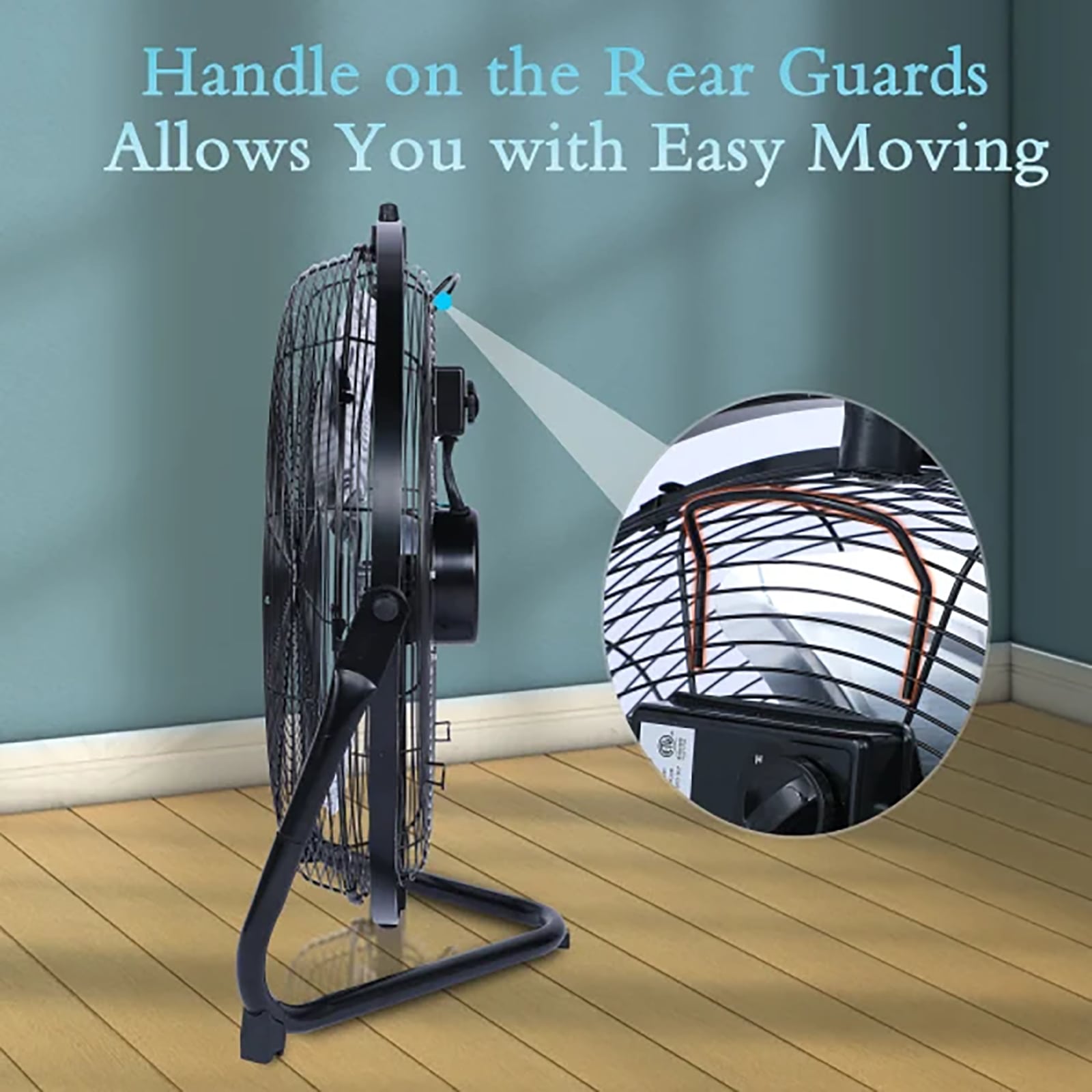 20 Inch Floor Fan, Oscillating Pedestal Fan,3 Speed High Velocity Heavy ...