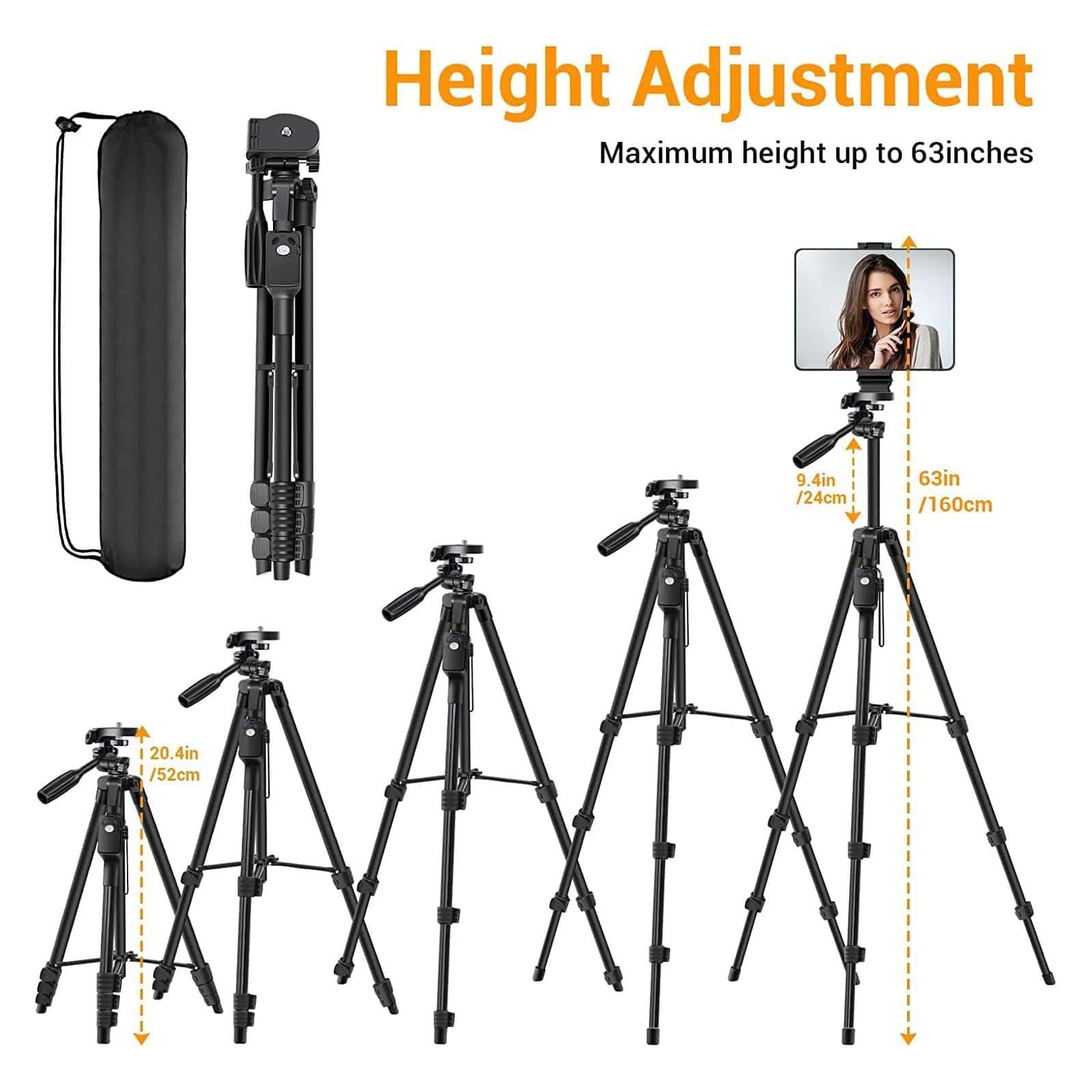 TONEOF IPC 63" Phone Tripod Stand For 4"-13" Phone & Tablet, Ipad Stand ...