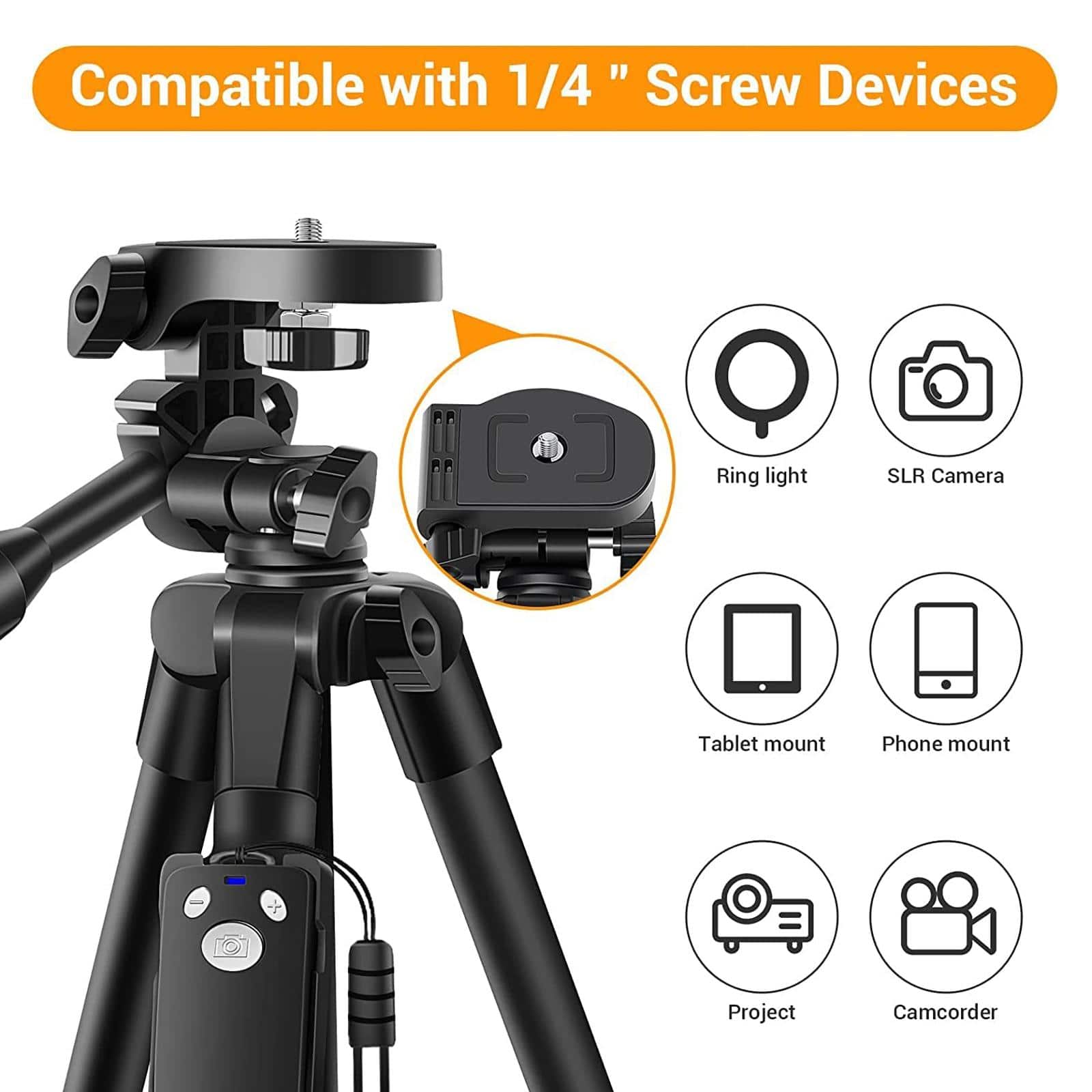 TONEOF IPC 63" Phone Tripod Stand For 4"-13" Phone & Tablet, Ipad Stand ...