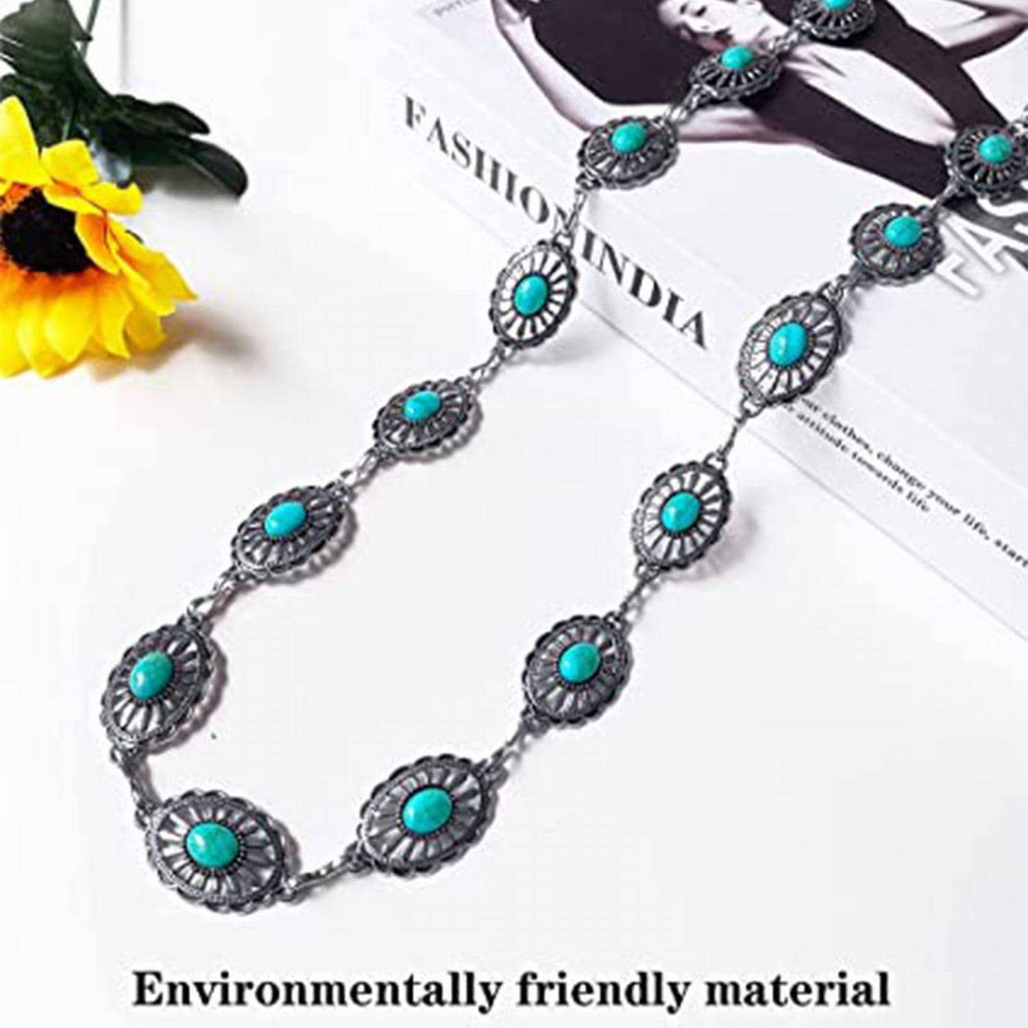 Turquoise Decor Chain Belt | SHEIN USA