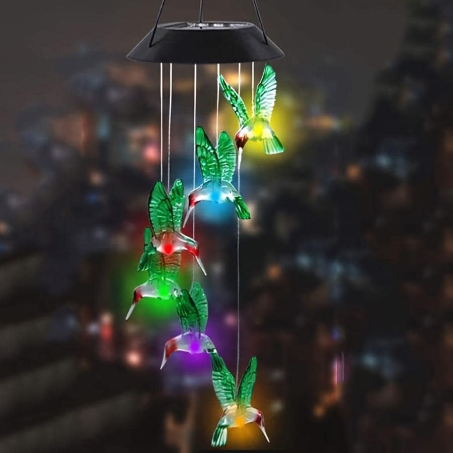 1pc Solar Wind Bell Lamp, Green Plastic Hanging Solar Automatic Light ...