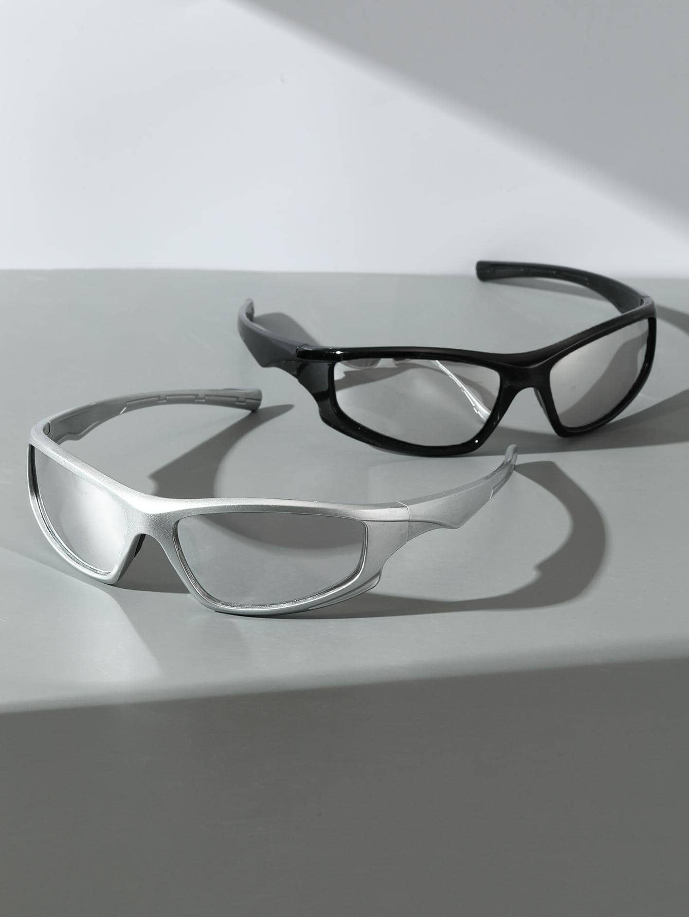 2pcs Plastic Y2K Wrap-Around Punk Women Glasses Combination For Cycling ...