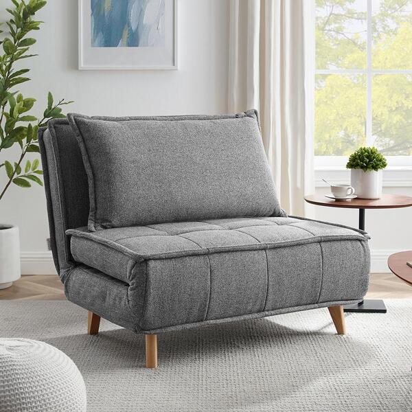 COZY Fabric Convertible Futon Chair with Wood Legs | SHEIN USA