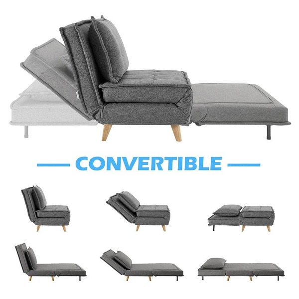 COZY Fabric Convertible Futon Chair with Wood Legs | SHEIN USA