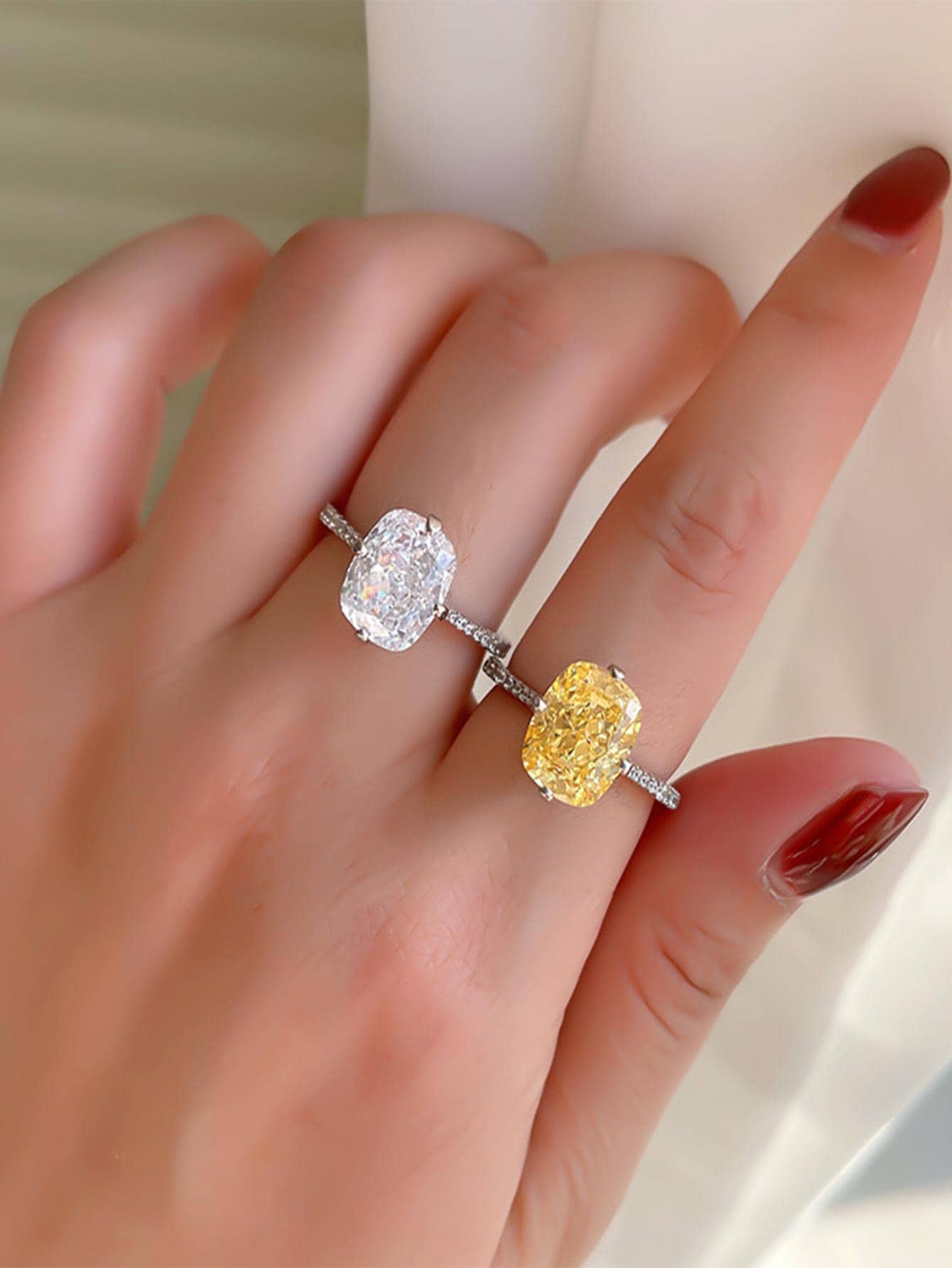 Cubic Zirconia Decor Sterling Silver Ring | SHEIN USA