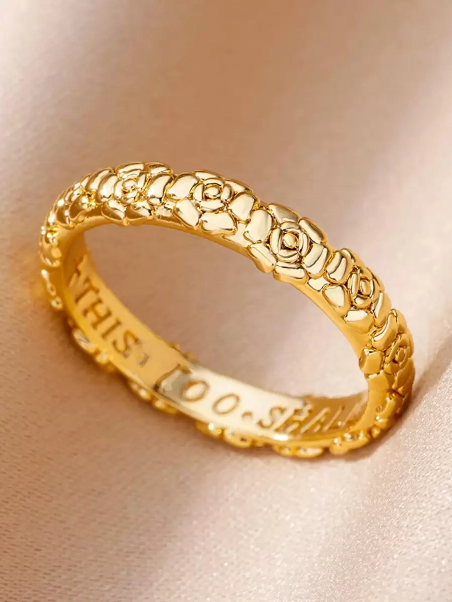 1 Stück modischer Edelstahl Blumen Dekor Ring für Frauen zur täglichen ...