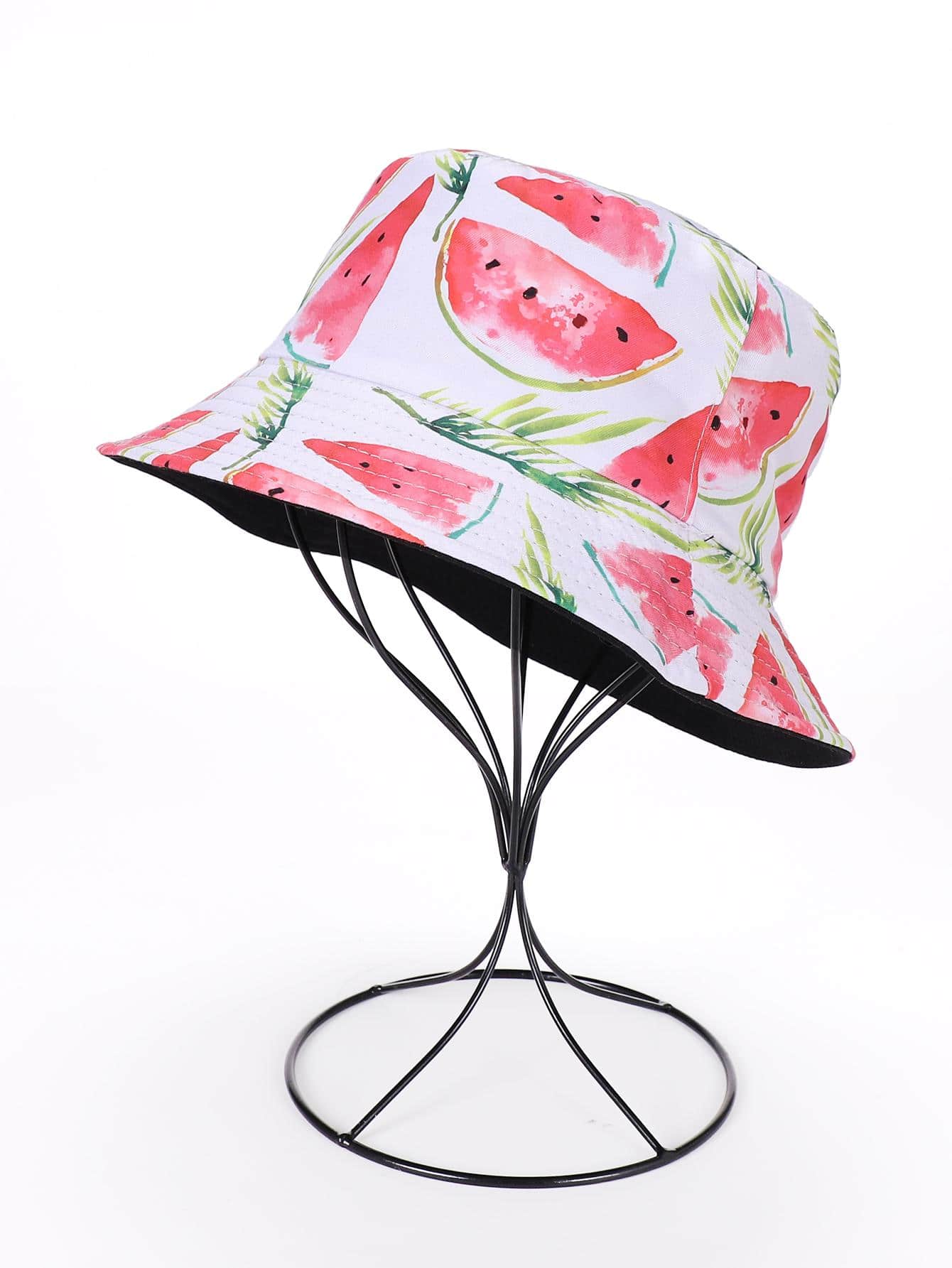 Watermelon Print Reversible Bucket Hat | SHEIN USA
