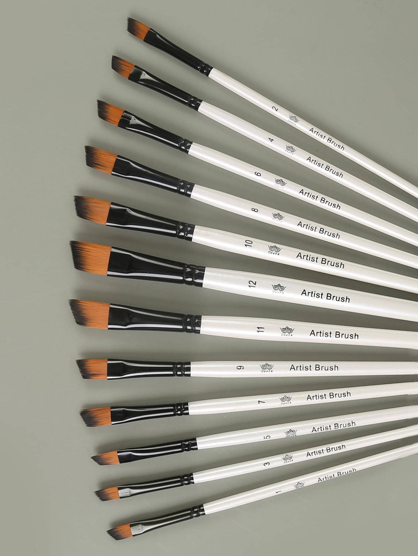 12pcs Inclined Peak Design Drawing Brush Set, Simple Wood Painting ...