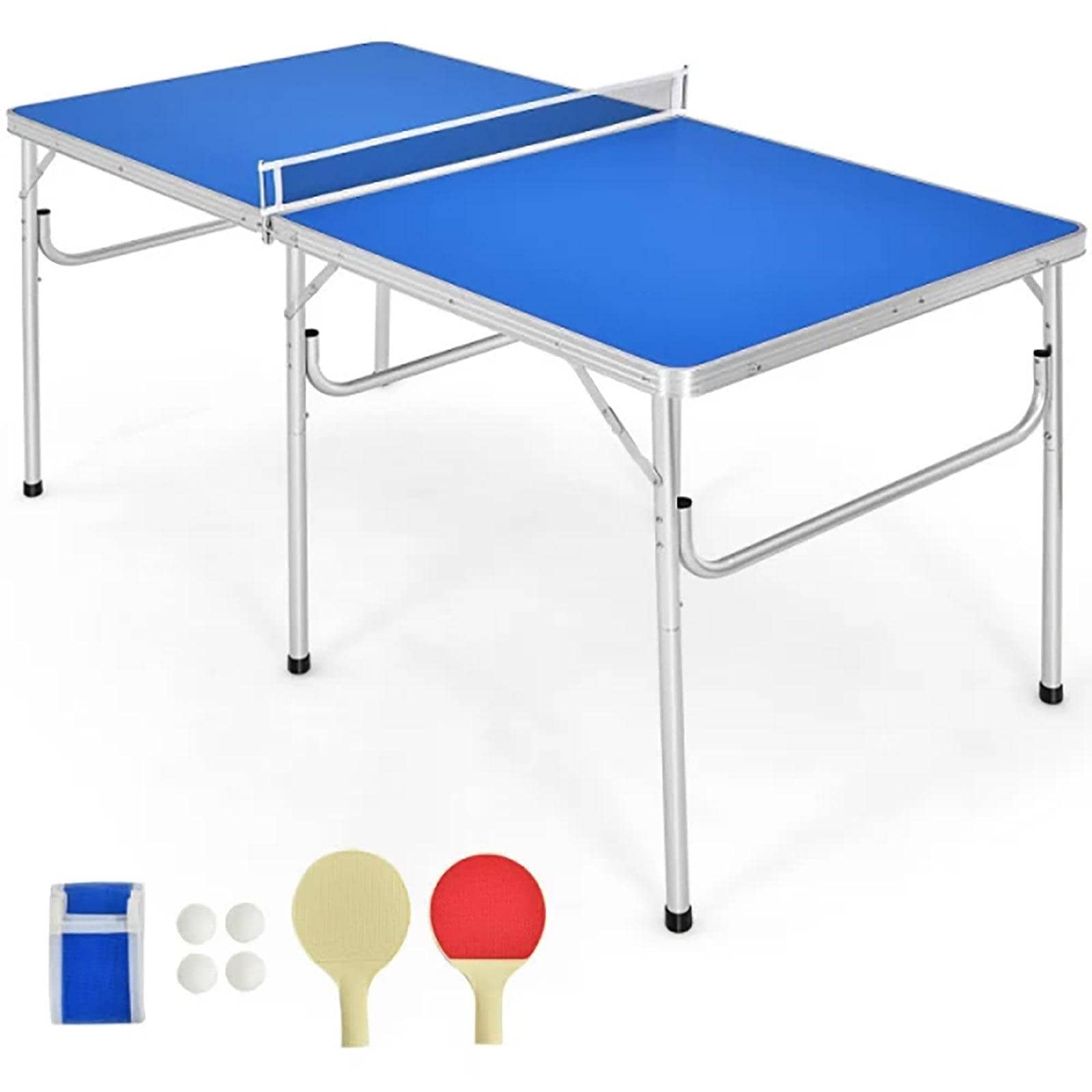 Portable Ping Pong Table,Folding Table Tennis Table Game Set with Net ...