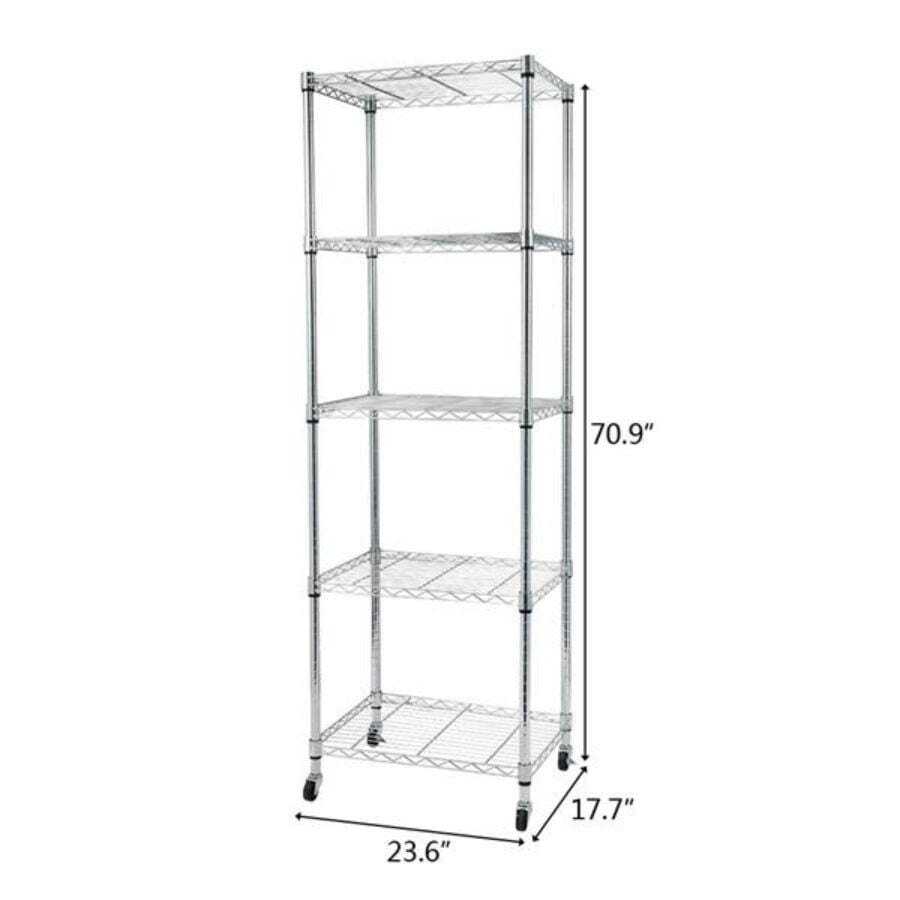5-Tier Wire Shelving with Wheels for Garage Kitchen | SHEIN USA