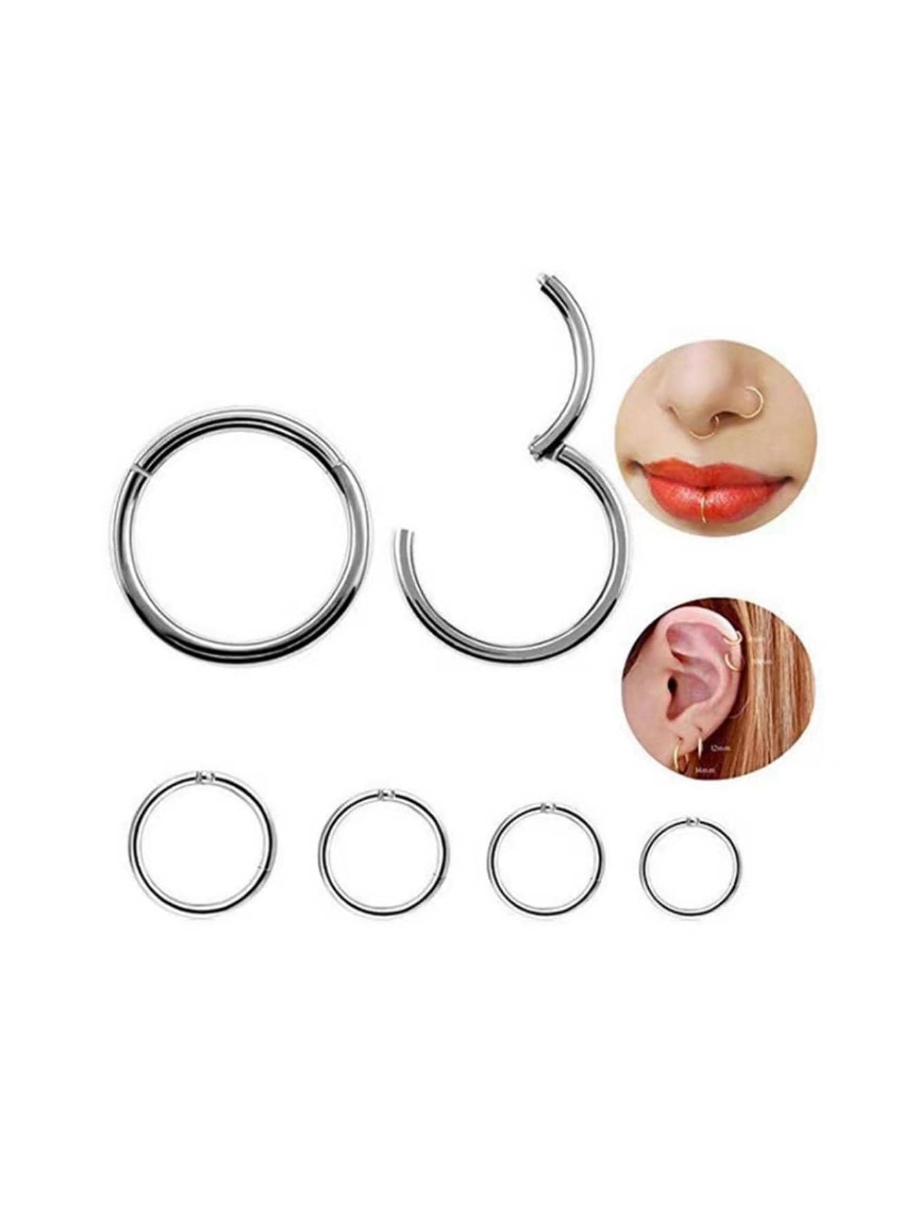 1 Pc 316L Surgical Steel Nose Rings,1.0mm 1.2mm Hoop For Nostril Septum ...