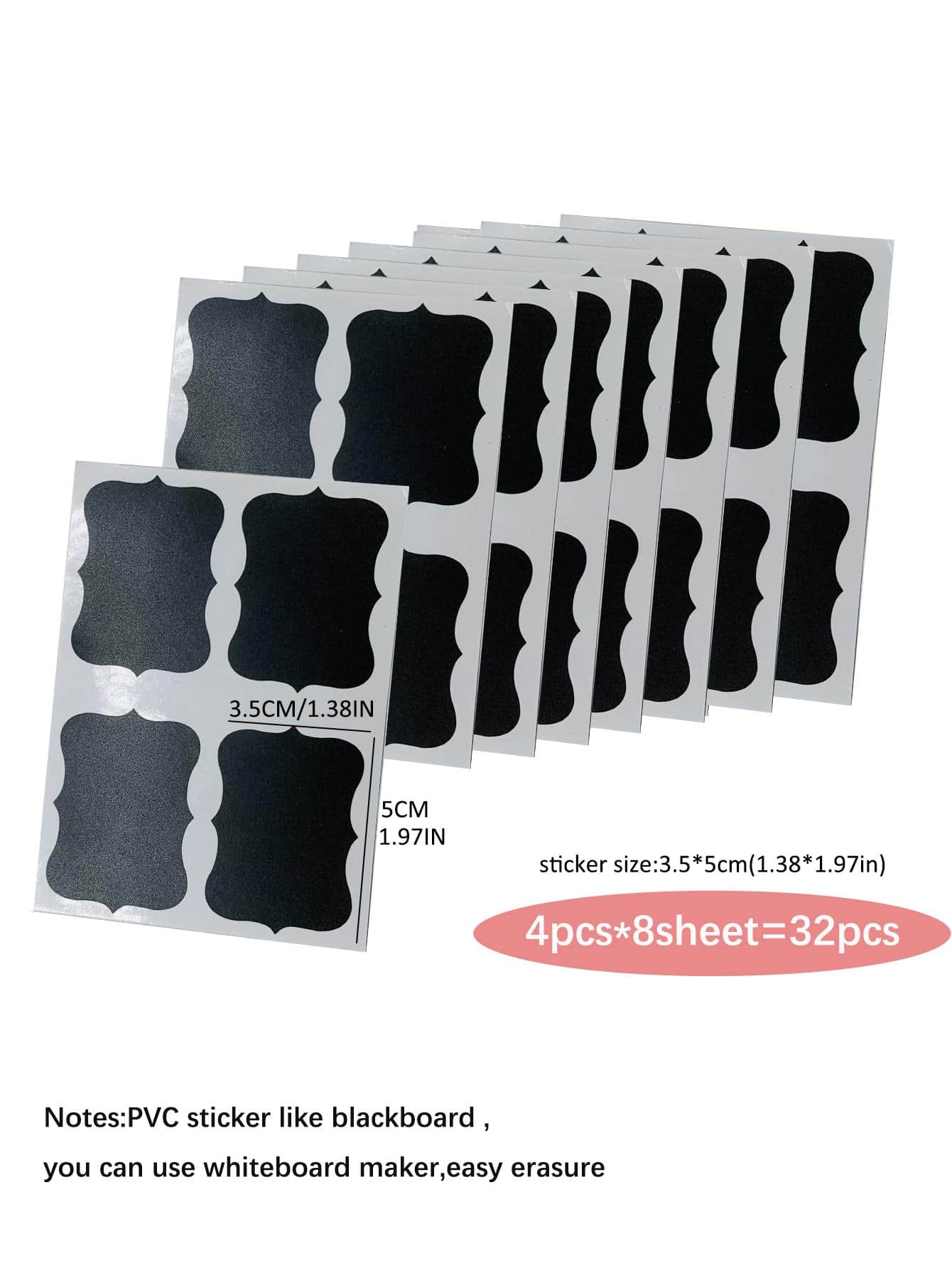32pcs/set PVC Label Sticker, Minimalist Solid Color Writable ...