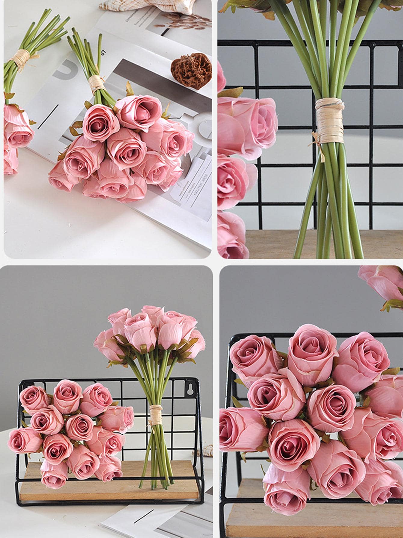 Rose imitation flower silk flower bunch plastic flower arrangement ...