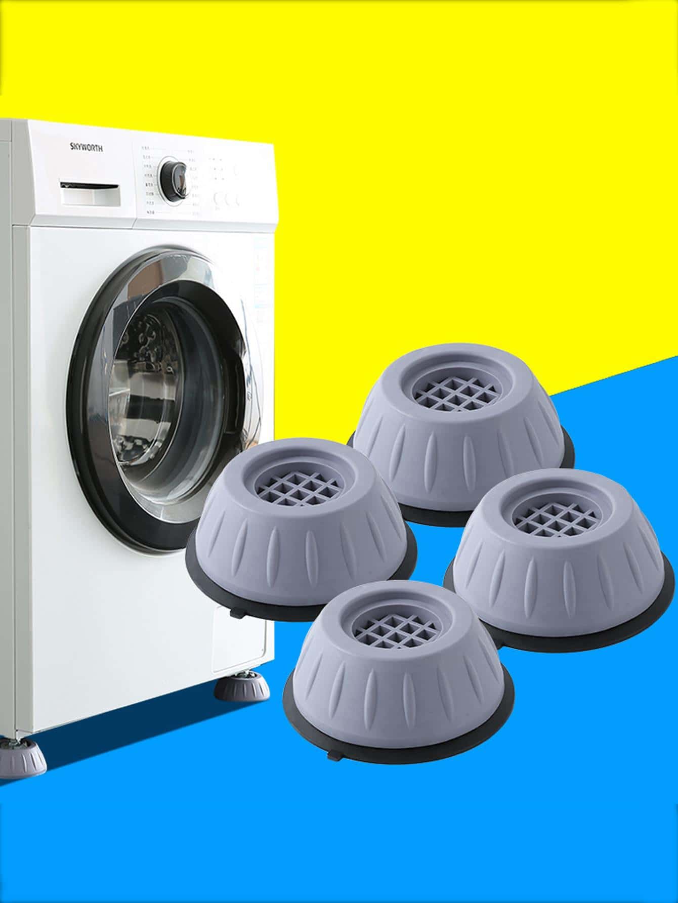 4 Pcs Washing Machine Feet Pads, Universal Non-Slip Anti-Vibration Mats ...