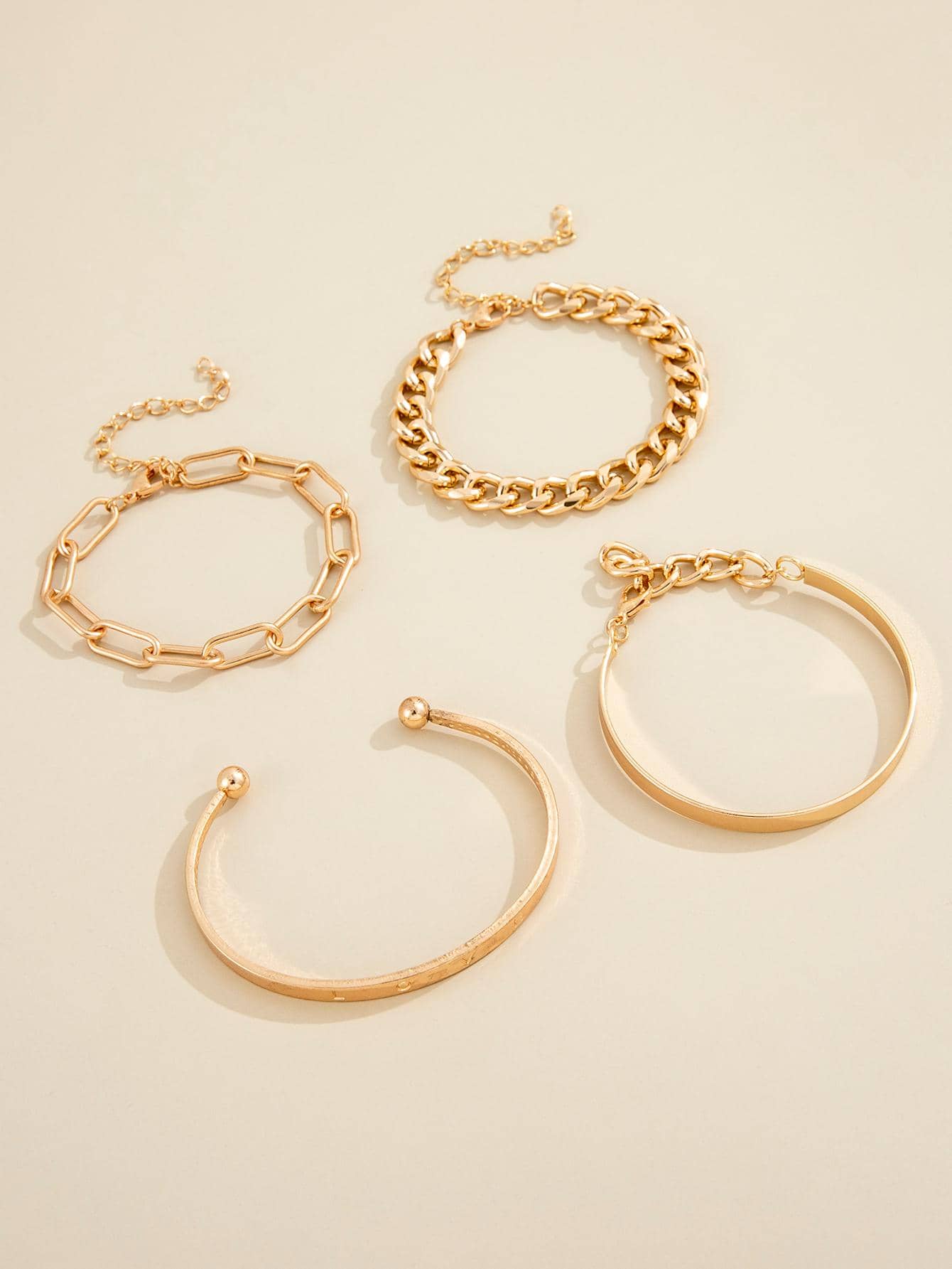 4pcs/set Minimalist Chain Bracelet | SHEIN USA