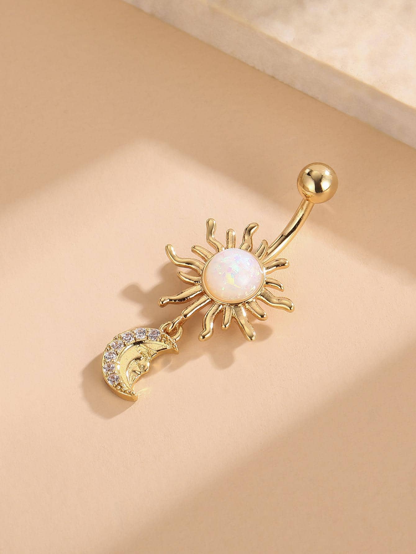 Rhinestone Moon & Sun Decor Navel Belly Ring | SHEIN USA