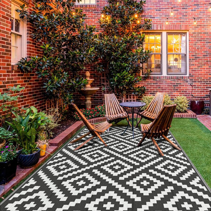 GENIMO Reversible Outdoor Rug Waterproof, Outdoor Area Rug, Plastic ...