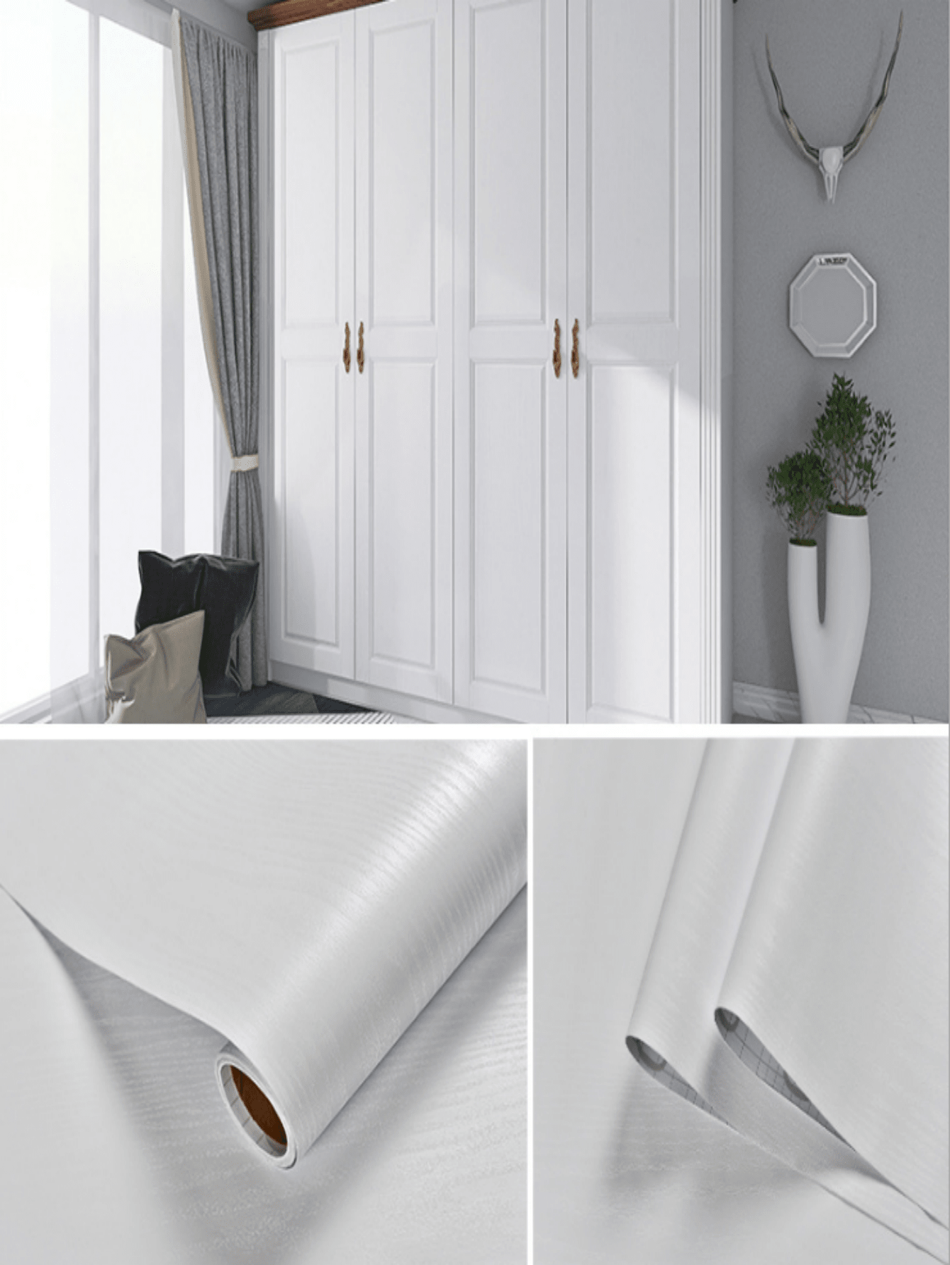 1 rollo unicolor muro moderno PVC impermeable Rollo adhesivo de pared ...