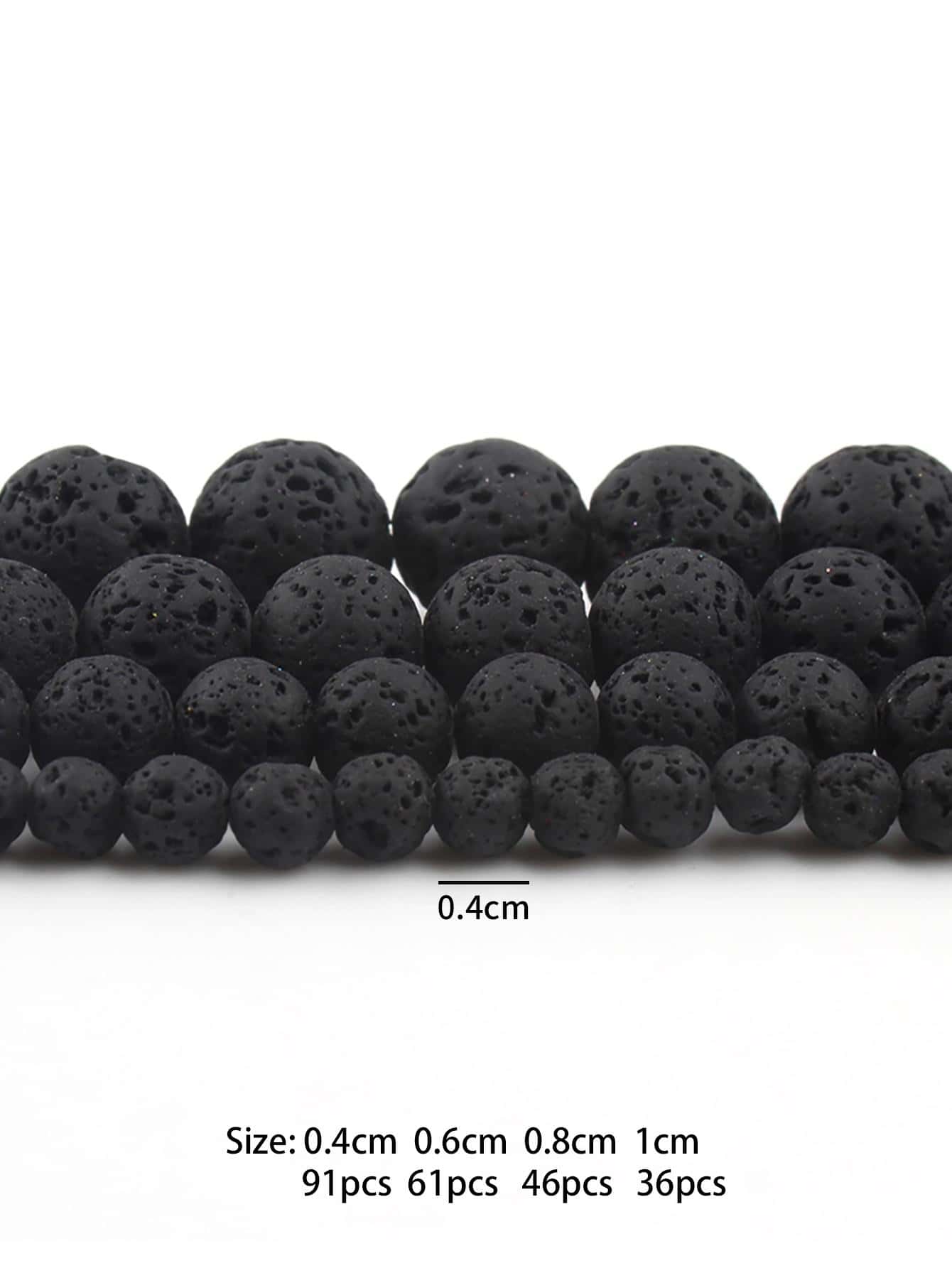 Natural Black Volcanic Lava Stone Round Rubber Beads for Jewelry Making DIY Bracelets 4/6/8/10mm ...