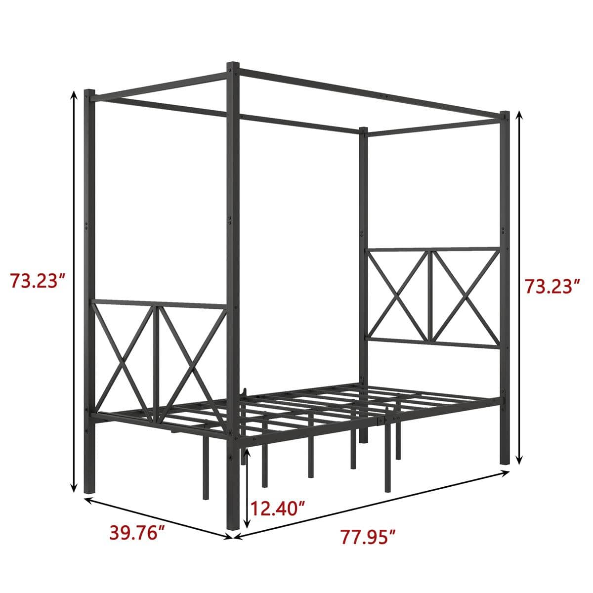 Metal Canopy Bed Frame, Platform Bed Frame with X Shaped Frame, Twin ...