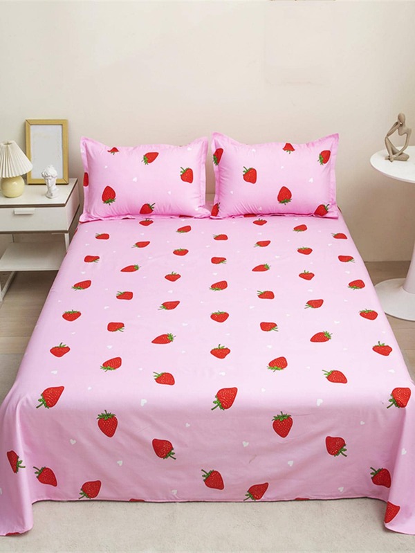 Strawberry Print Flat Sheet | SHEIN USA
