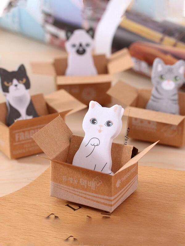 1pc Random Cartoon Cat Shaped Sticky Note, Creative Easy To Post Sticky ...