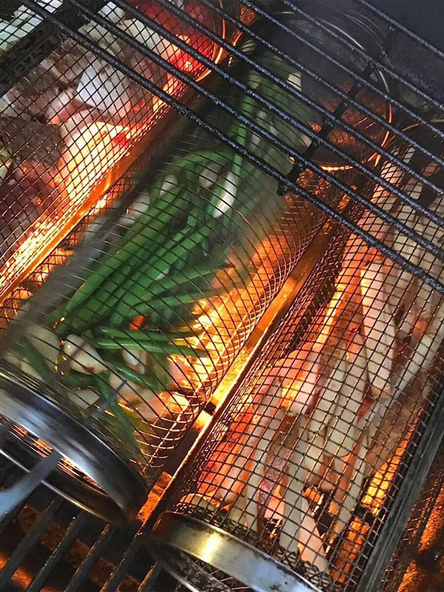Circular Charcoal Grill Basket, Outdoor BBQ Smoker Drum, Portable ...