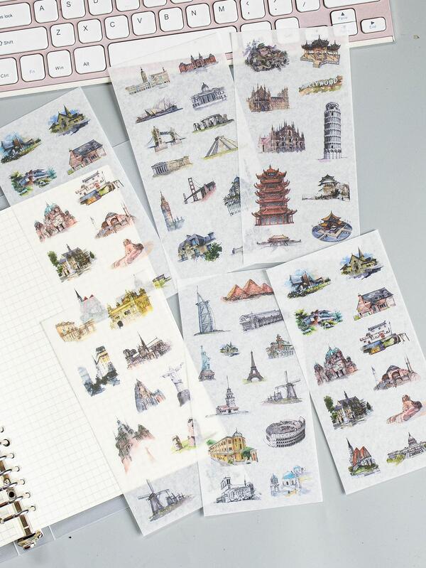 6 Sheets In A Pack Handbook Sticker Series Architectural Style ...