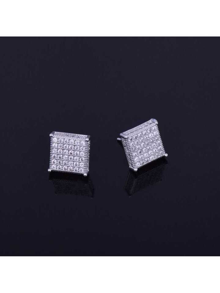 Mens Earrings Square Studs