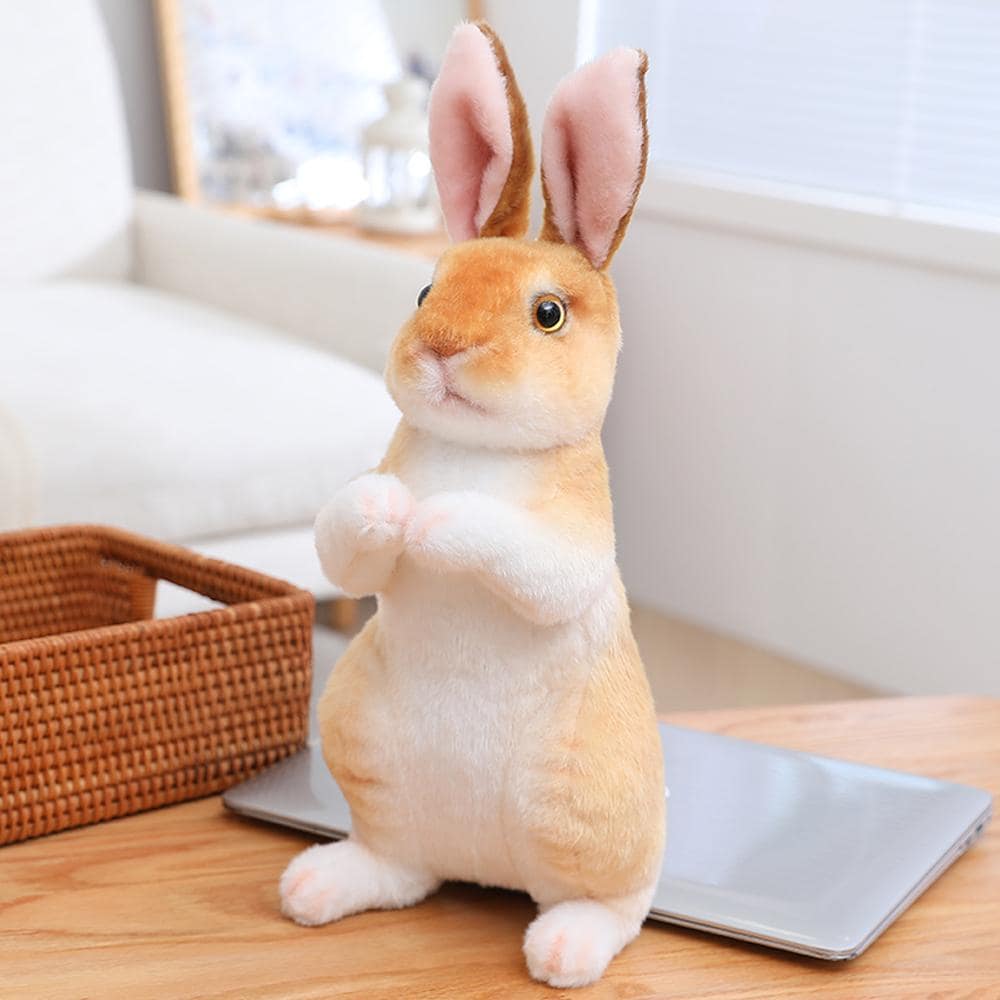 1pc 24cm Realistic Rabbit Plush Toy Lovely Long Ears Standing Rabbit ...