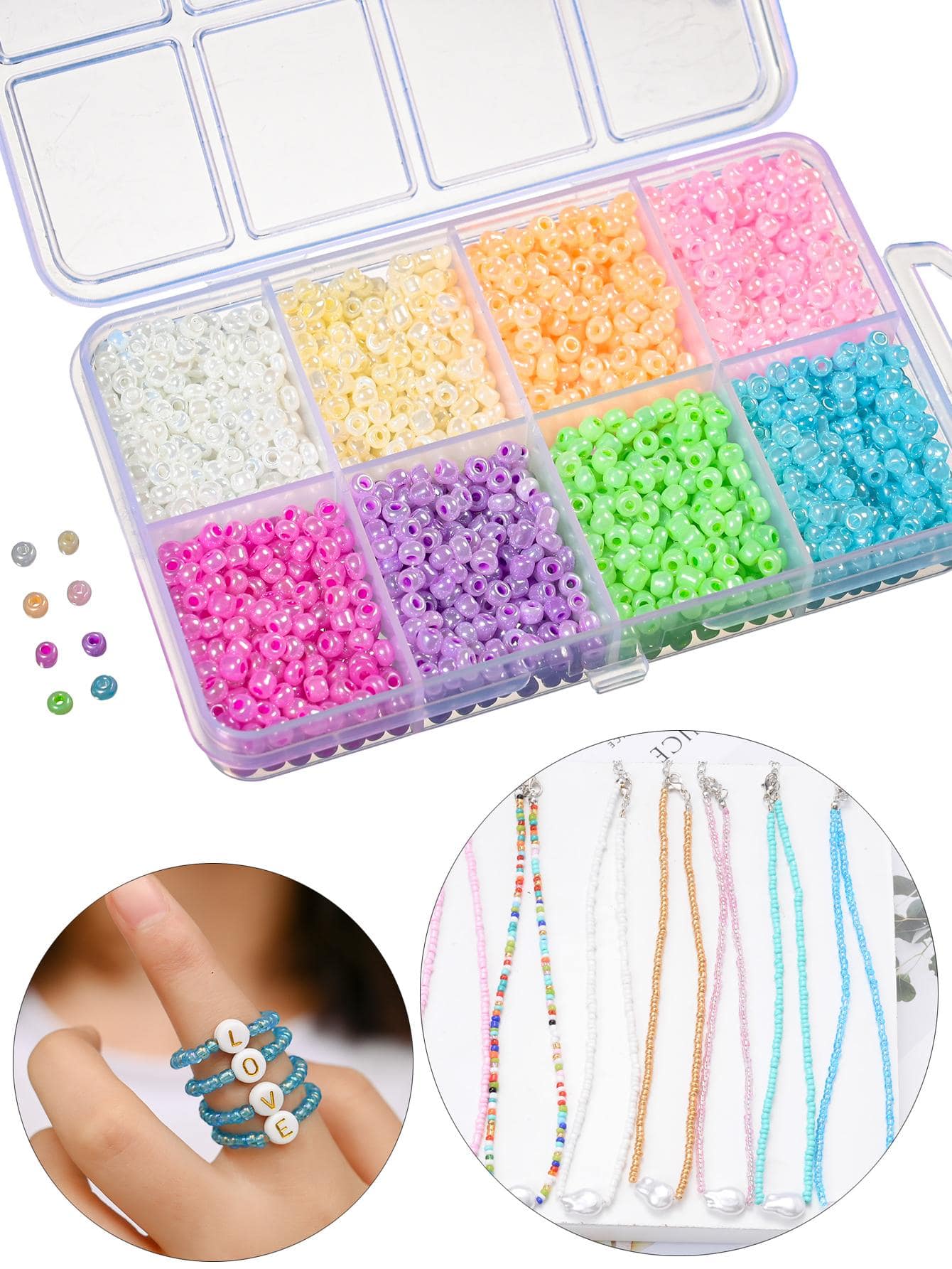 Ice Cream Color Glass Seed Beads For Jewelry Making Kit Colorful Tiny ...