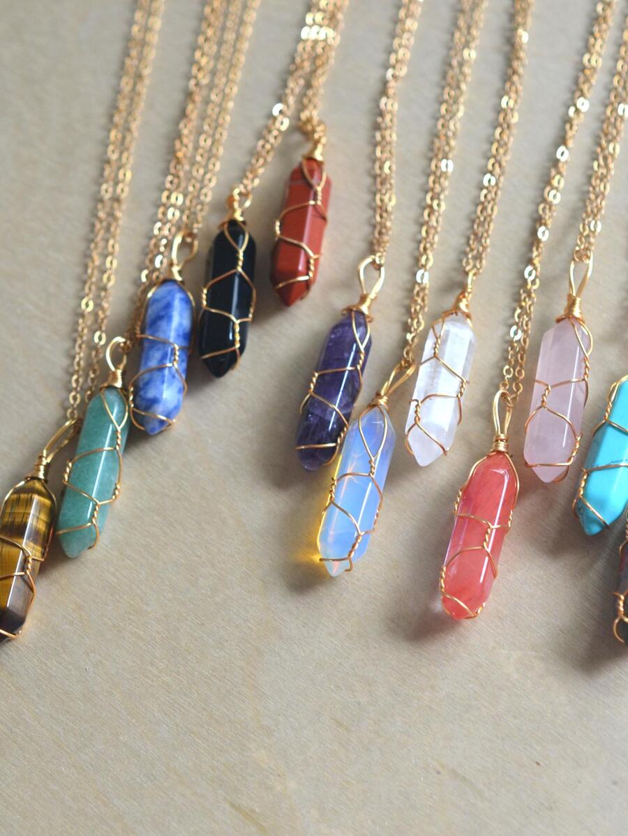 Natural Crystal Pendant Necklace | SHEIN USA
