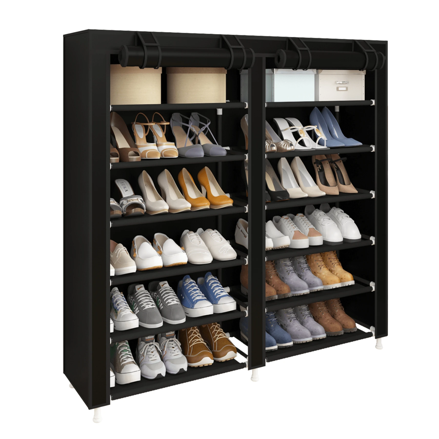 Shoe Rack Storage Organizer, 36 Pairs Portable Double Row with Nonwoven ...
