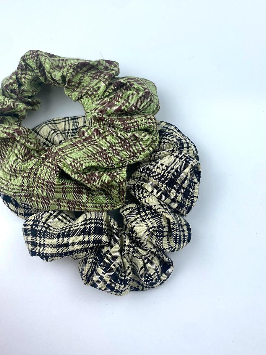 2pcs Plaid Pattern Scrunchie | SHEIN USA