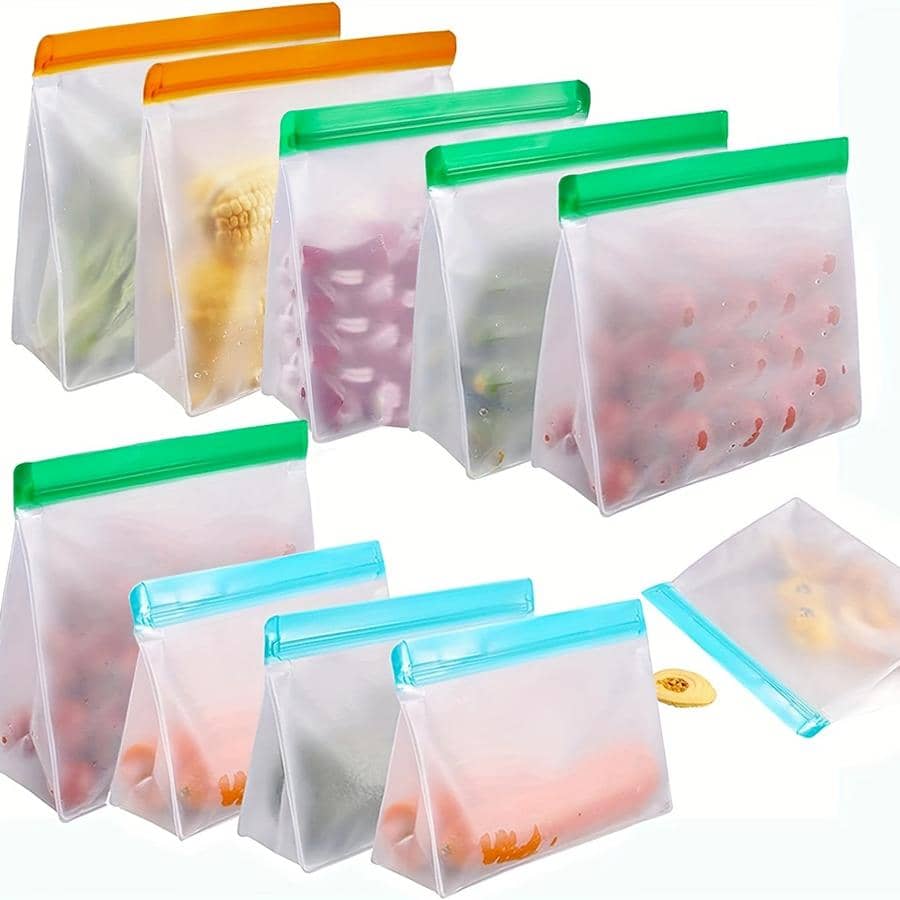 3pcs Reusable Fridge Lunch Bags, Bpa-free Gallon Bags, Leakproof ...